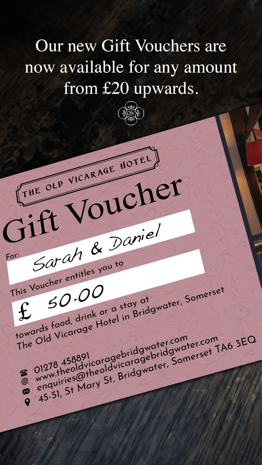 Gift Vouchers Available for The Old Vicarage Hotel - The Old Vicarage ...